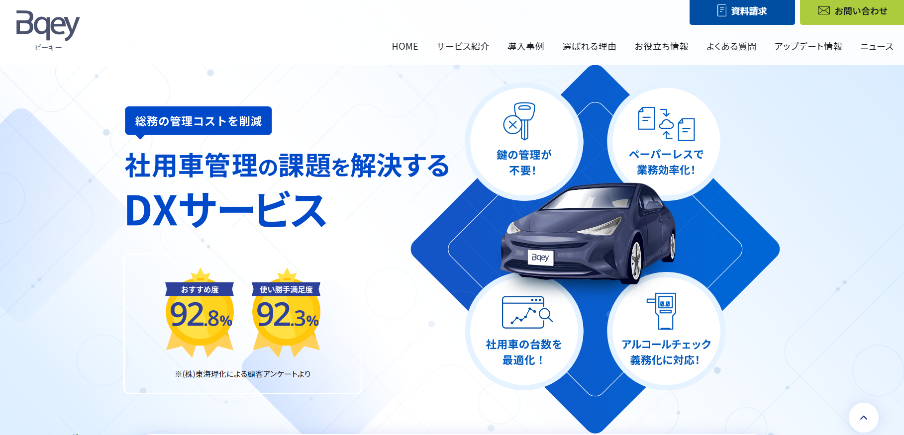 「FREEKEY 社用車予約」を「Bqey/ビーキー」へサービス名称変更｜プレスリリース｜ニュース｜Bqey＜ビーキー＞｜社用車管理、まるっと解決