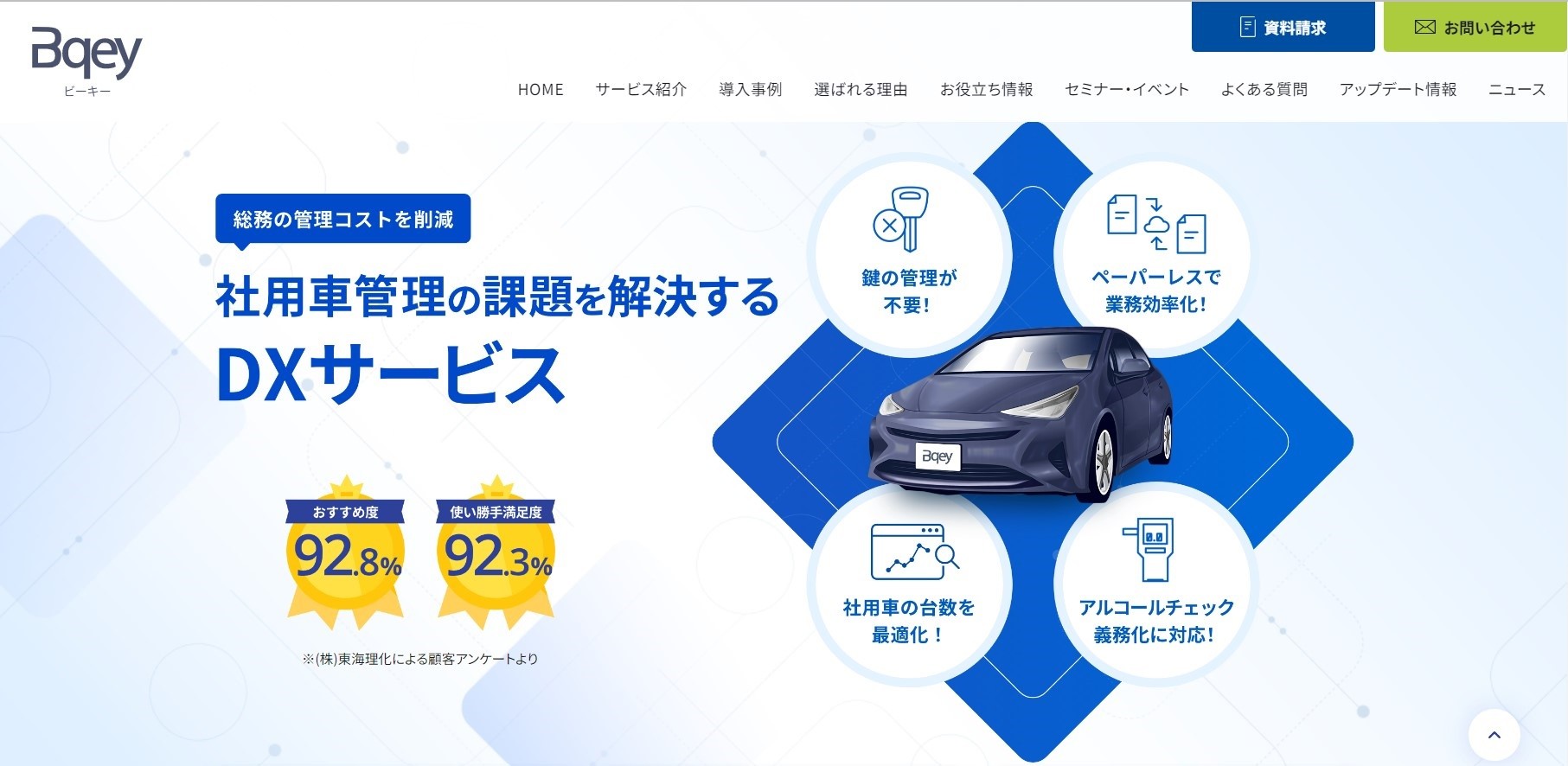 【2023】車両管理システム比較14選｜選び方や機能を徹底解説｜お役立ち情報｜Bqey＜ビーキー＞｜社用車管理の課題を解決するDXサービス